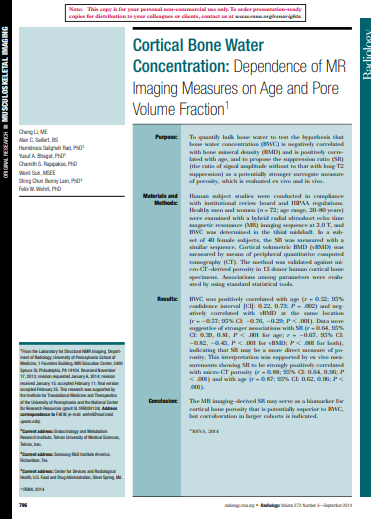 QMISG - MRI Measures of Cortical Bone Water Concentration
