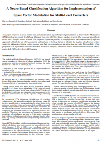 A Neuro-Based Classification Algorithm for Implementation of Space Vector Modulation for Multi ...
