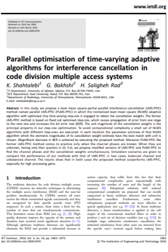 Parallel Optimization of Time-Varying Adaptive Algorithms for Interference Cancellation in Code ...