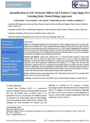 Quantification of ASL Perfusion MRI in MCI Patients Using Single-Post ...