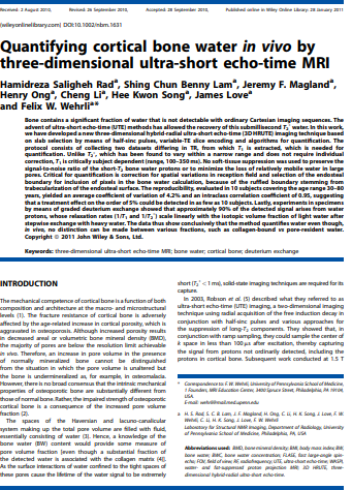 Quantifying cortical bone water in vivo by three-dimensional ultra ...